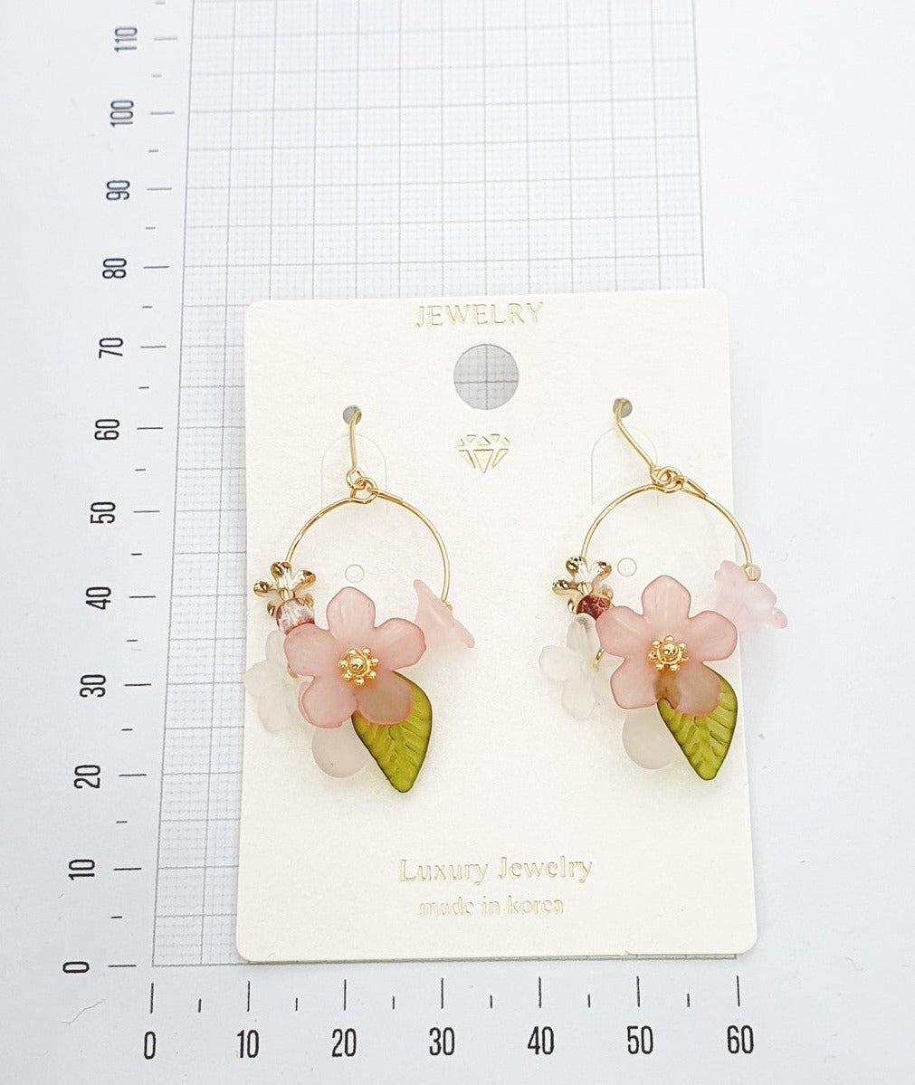 Kayon Pink Floral Hoop Earrings – www.cutecrushco.com